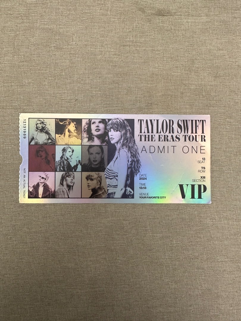 Taylor Swift ERAS Tour actual VIP ticket, Hobbies & Toys, Memorabilia ...