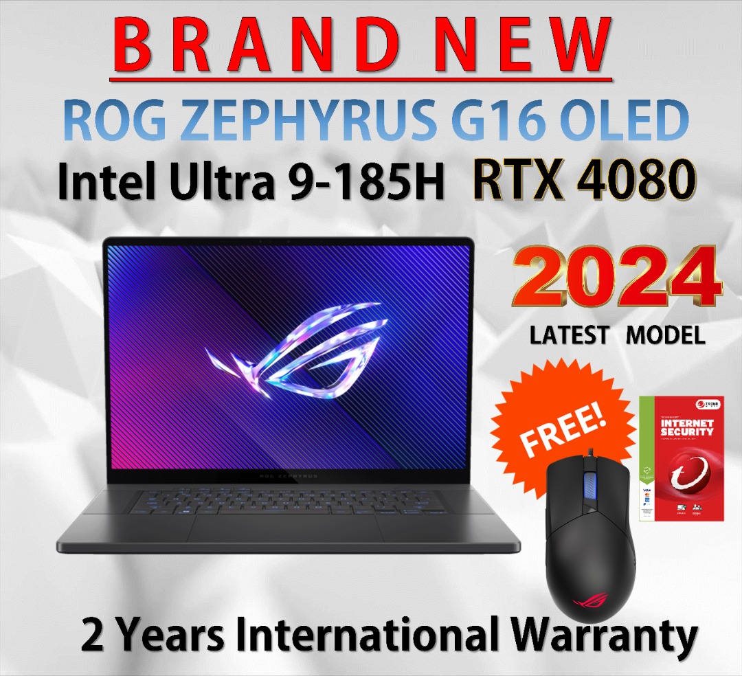 2024 ASUS ROG ZEPHYRUS G16( Intel Ultra 9 185H, RTX 4080, 32GB DDR5 RAM ...