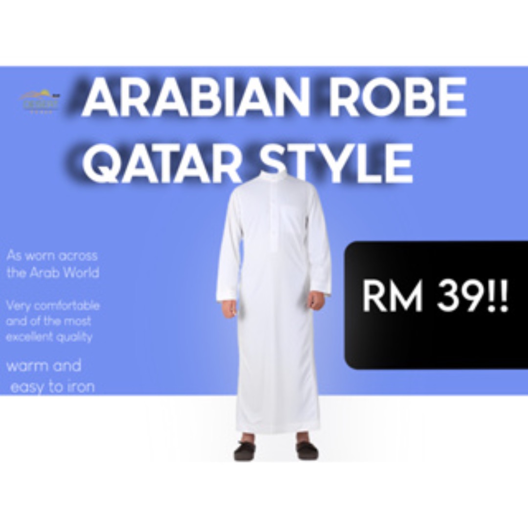 Arabian robe Qatar style white thobe Jubah Arab men boys ramadan eid ...