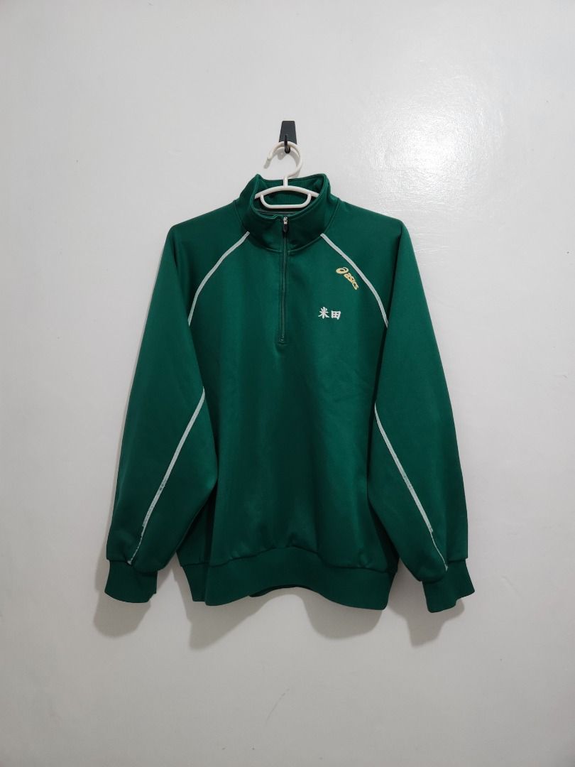 ASICS Green Quarter Zip Track Jacket, Women's Fashion, Coats, Jackets ...