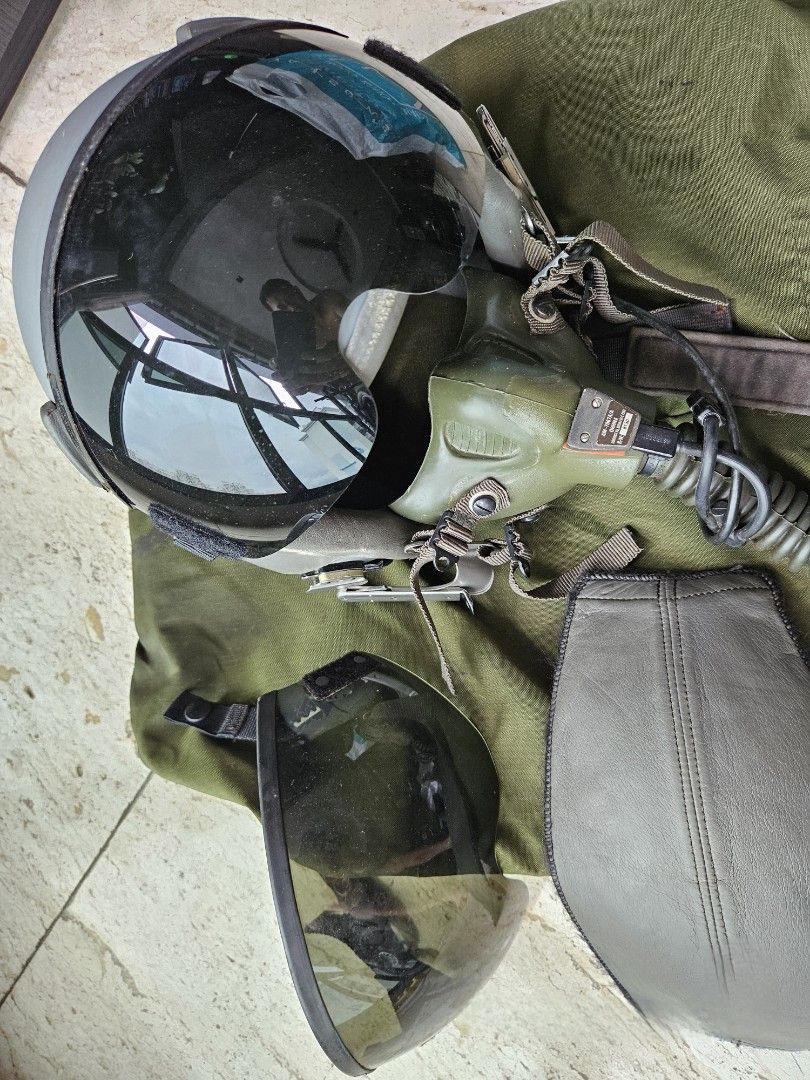 Authentic Military Fighter Pilot Helmet, Mask & G Suit, used on F16 ...