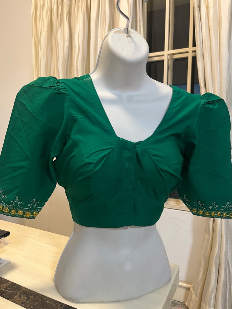 Ready Made Green Colour Cotton Blouse, Women's Fashion, Dresses & Sets ...