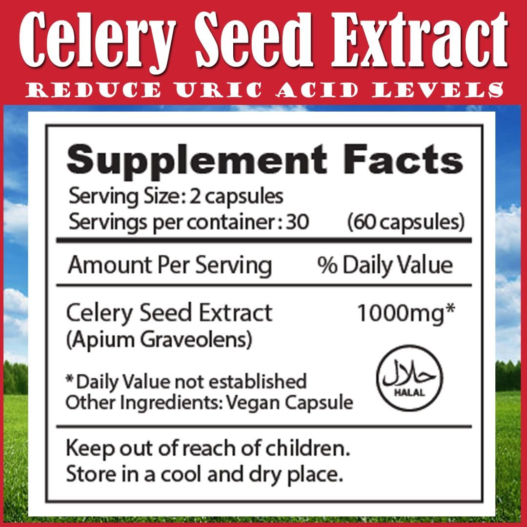 Celery Seed Extract for Gout Twin Pack (60x2) 120 capsules Uric Acid ...