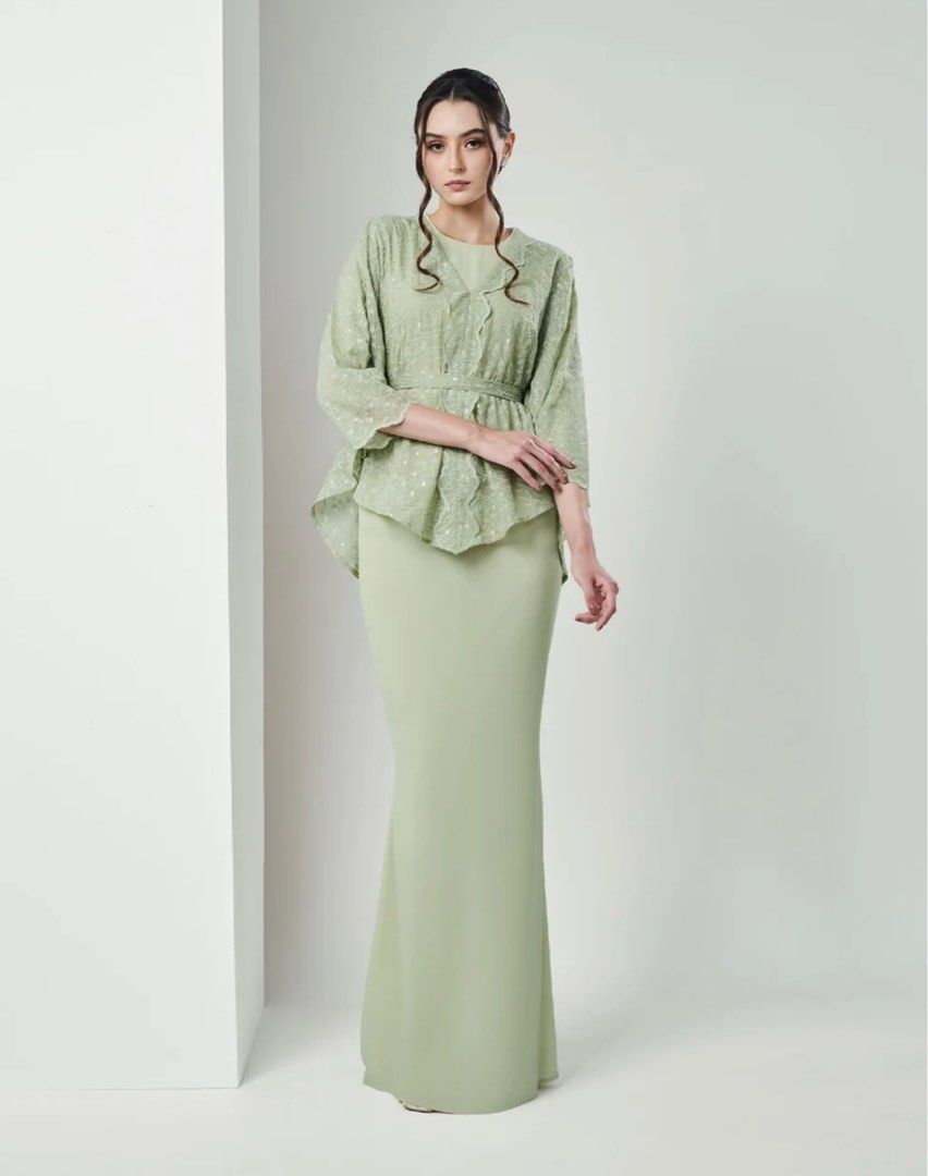 [FOR RENT] QISZAR TIMELESS RAYA 2024 LUCY LUXE IN SAGE GREEN, Women's ...