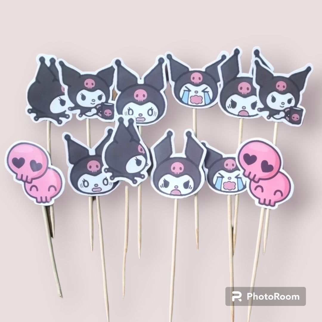 Kuromi Theme Birthday Party Banner Cupcake Cake Topper Decoration ...