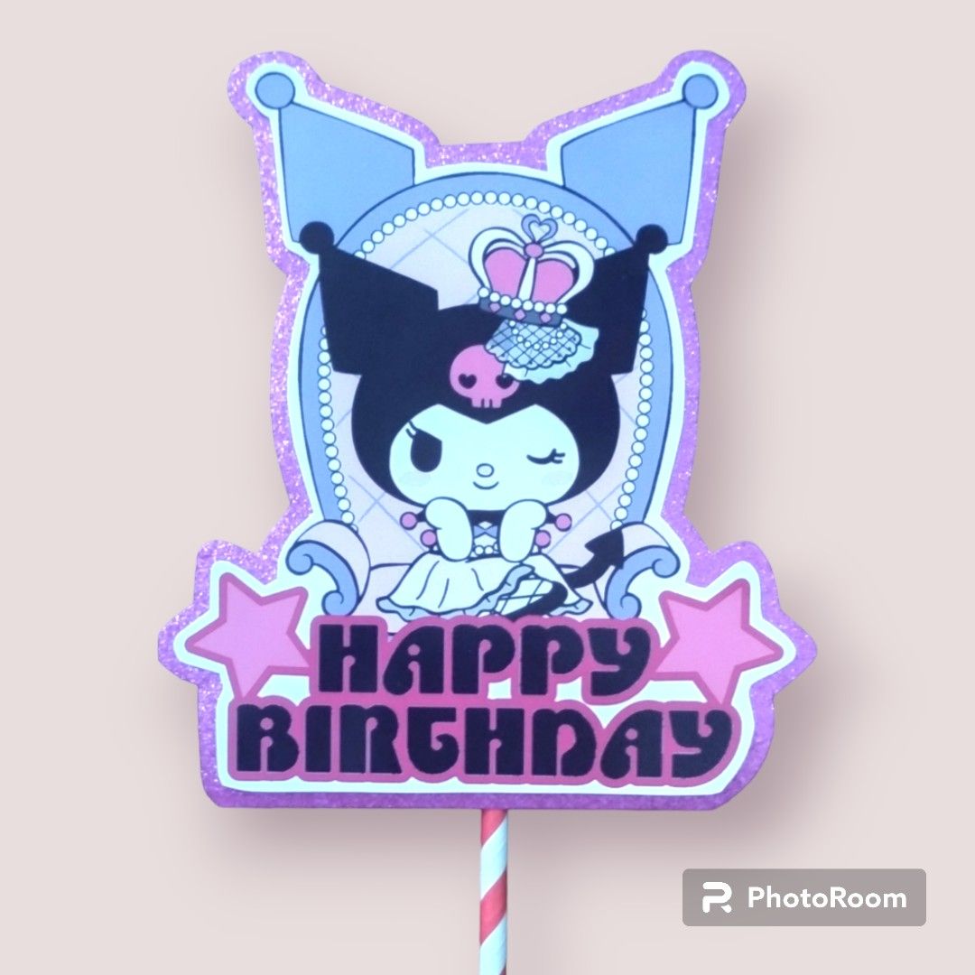 Kuromi Theme Birthday Party Banner Cupcake Cake Topper Decoration ...