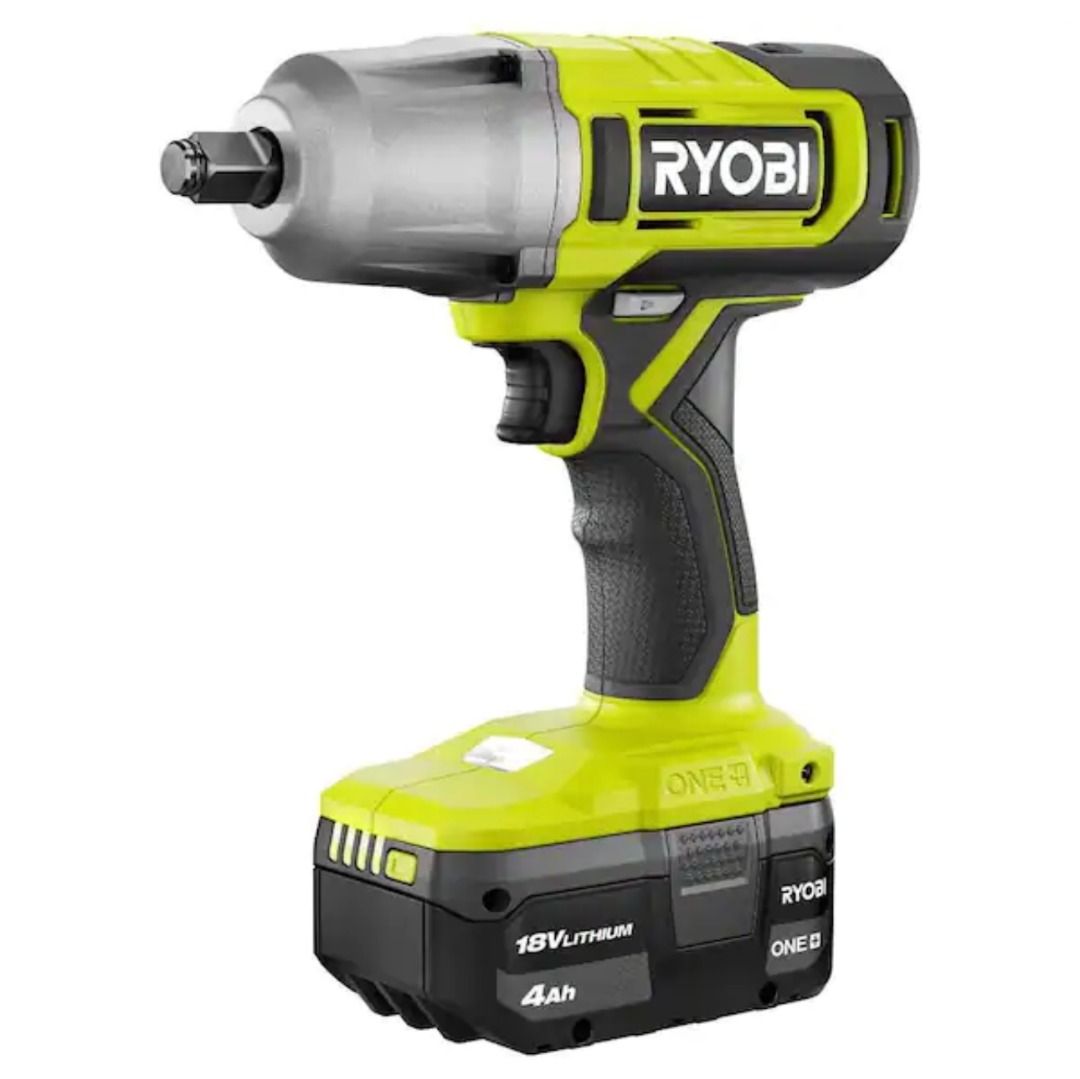 Ryobi PCL265K1 18V Cordless 1/2 in. Impact Wrench Kit (375 ft-lbs) with ...