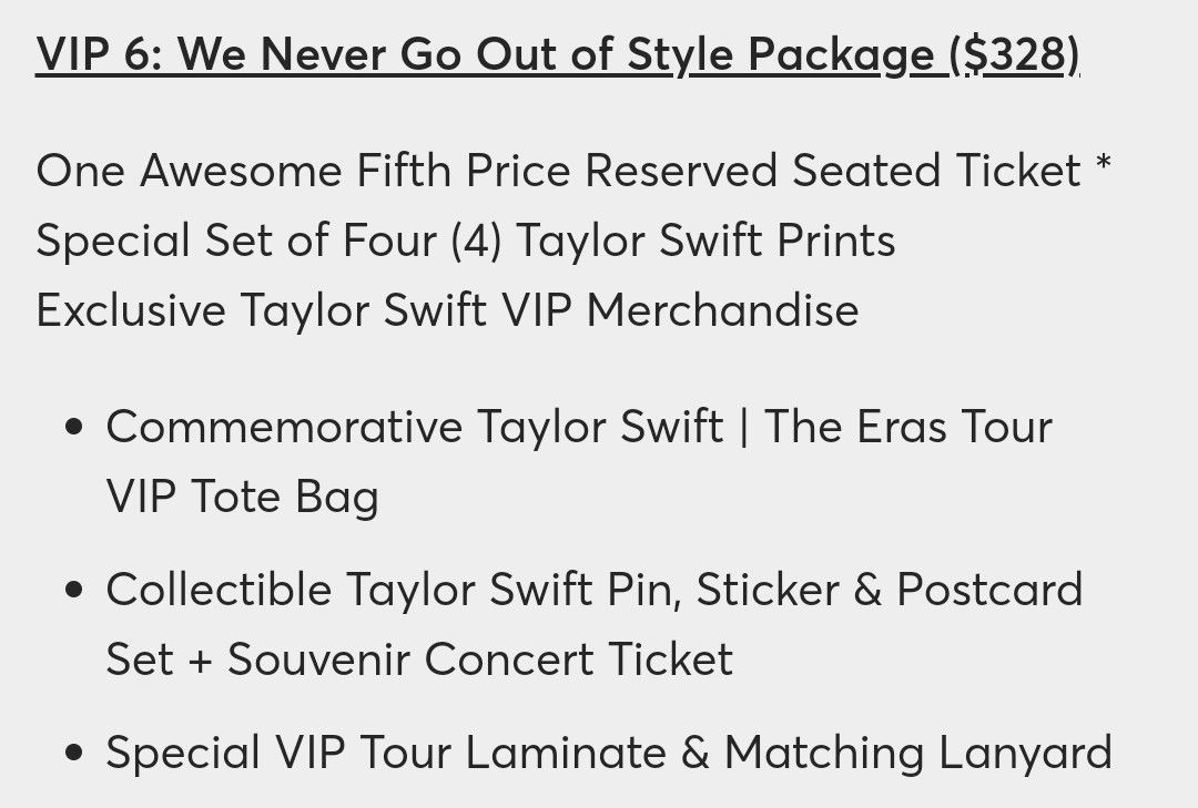 Taylor Swift Eras Tour VIP Merchandise, Hobbies & Toys, Memorabilia ...