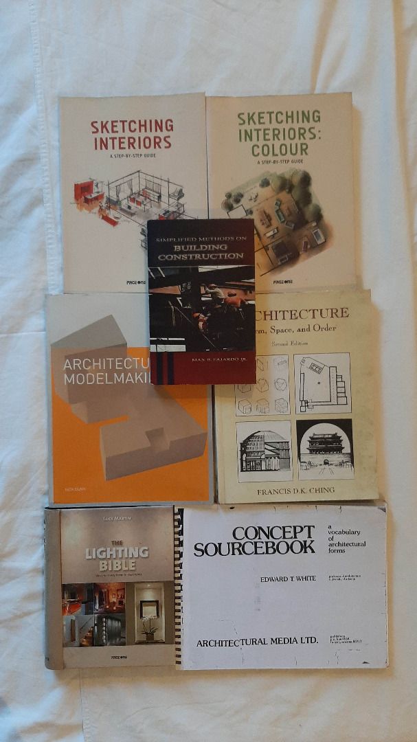 Various Architecture Books (Concepts, lighting, sketching, modelmaking ...