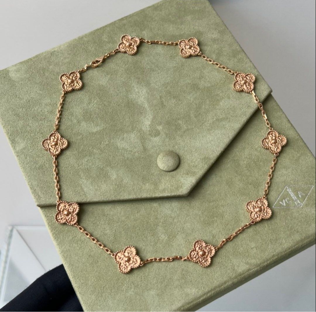 VCA Vintage Alhambra necklace 10 motifs Rose gold, Luxury, Accessories ...