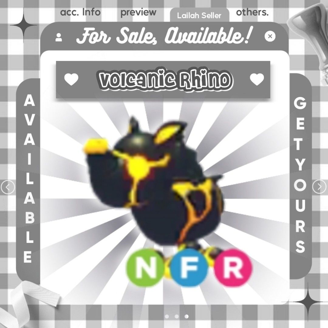 Adopt me |NFR Volcanic Rhino|Legendary pet| Roblox, Video Gaming ...