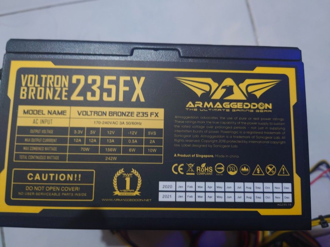 ARMAGEDDON PSU Voltron 235fx bronze, Computers & Tech, Parts ...