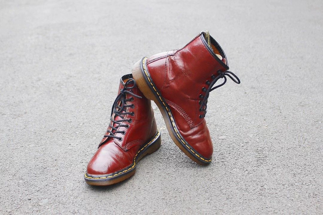 DR MARTENS 1460 RED CHERRY 5UK 38 38,5 MIE VINTAGE DOCMART ENGLAND ...
