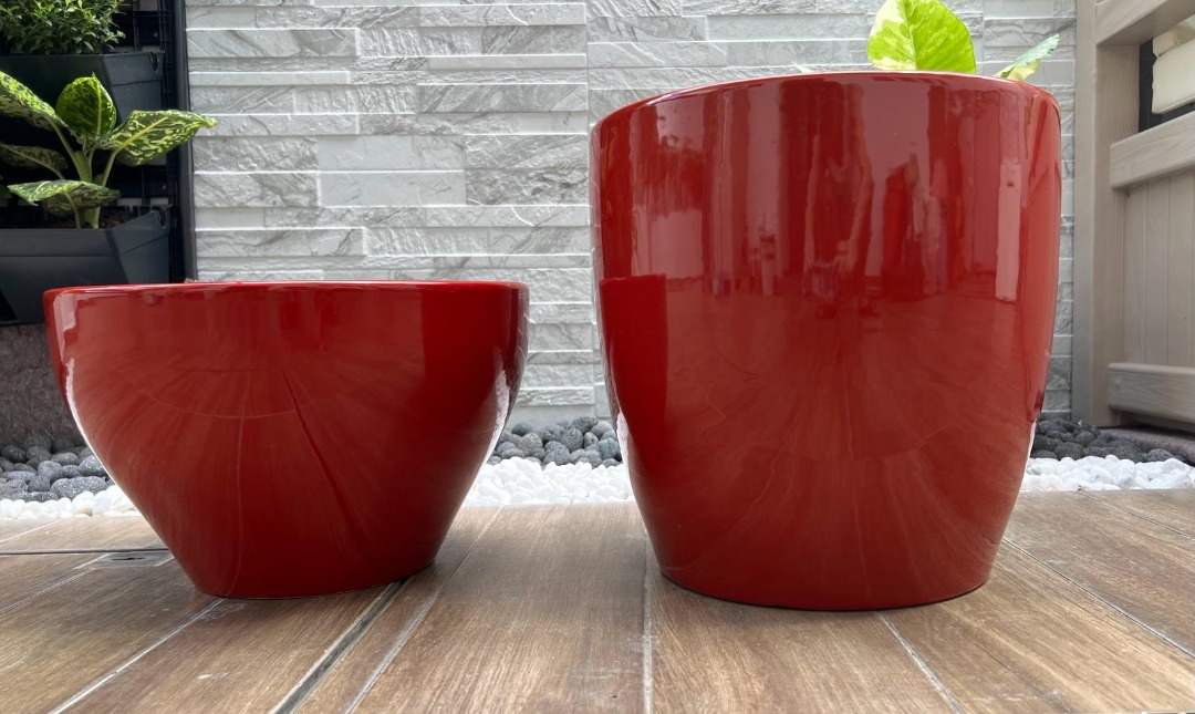 Large red ceramic pots, Furniture & Home Living, Gardening, Pots ...