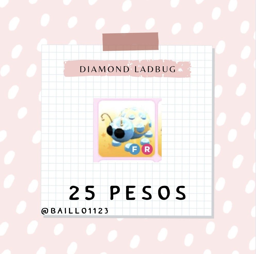 Legendary Diamond Lady Bug Adopt Me Pet Roblox, Video Gaming, Gaming ...