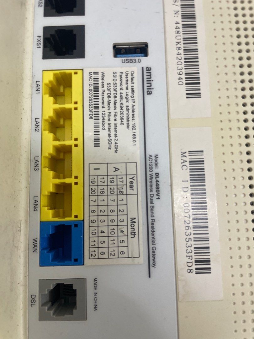 Maxis Router AC1200 Wireless Dual Band Residential Gateway DL4480V1 ...