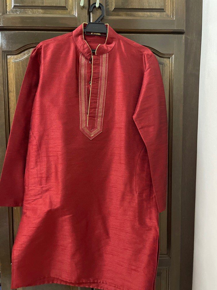 Men Kurta / Jippa Red Size 38 , Men's Fashion, Tops & Sets, Formal ...