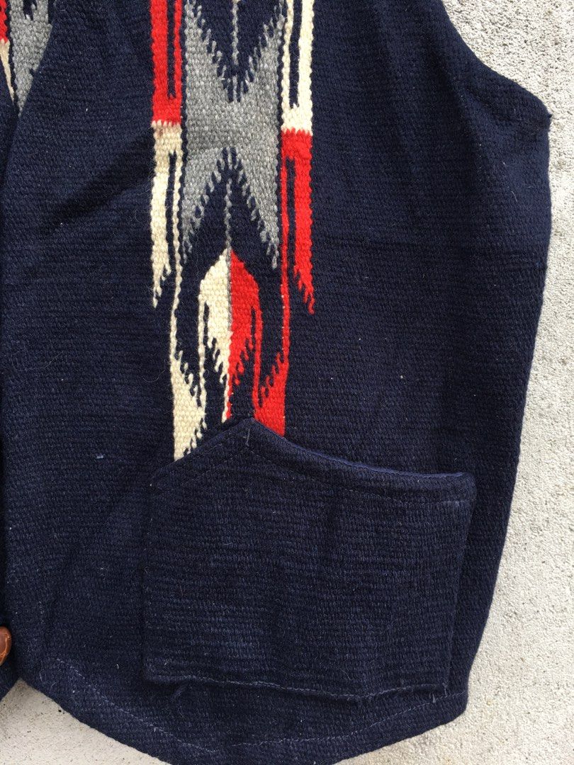 navajo chimayo wool indigo blanket vest, Men's Fashion, Coats, Jackets ...