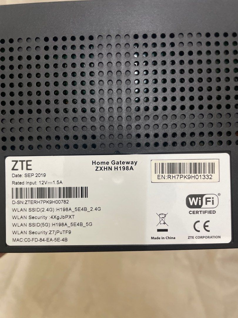 Digi ZTE Router ZXHN H198A, Computers & Tech, Parts & Accessories ...