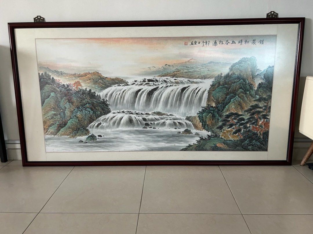 Antique painting - Waterfall, Hobbies & Toys, Stationery & Craft, Art ...