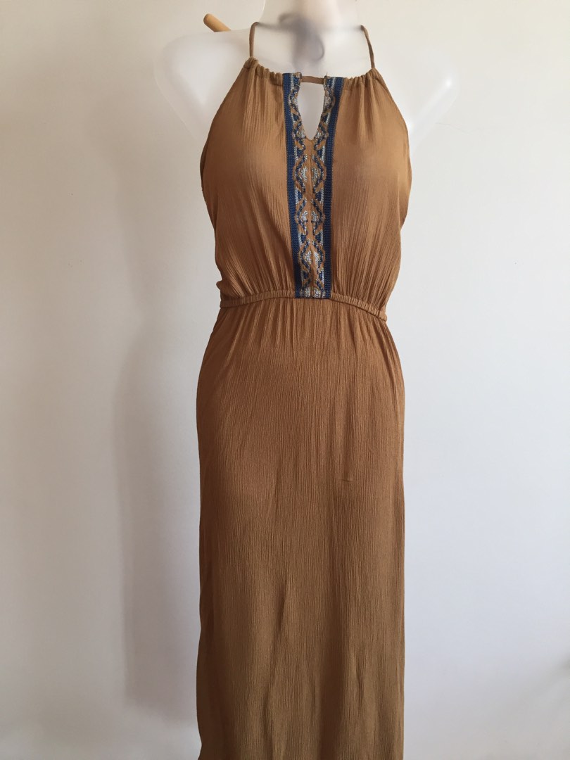 Aztec Halter Long Mocha, Women's Fashion, Dresses & Sets, Dresses on ...