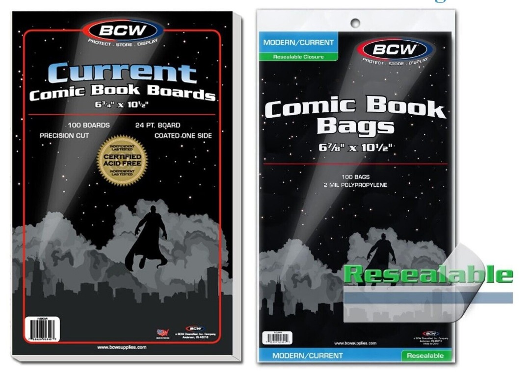 BCW Comic Boards and Bags (100 each) - Acid Free / Archival Protection ...