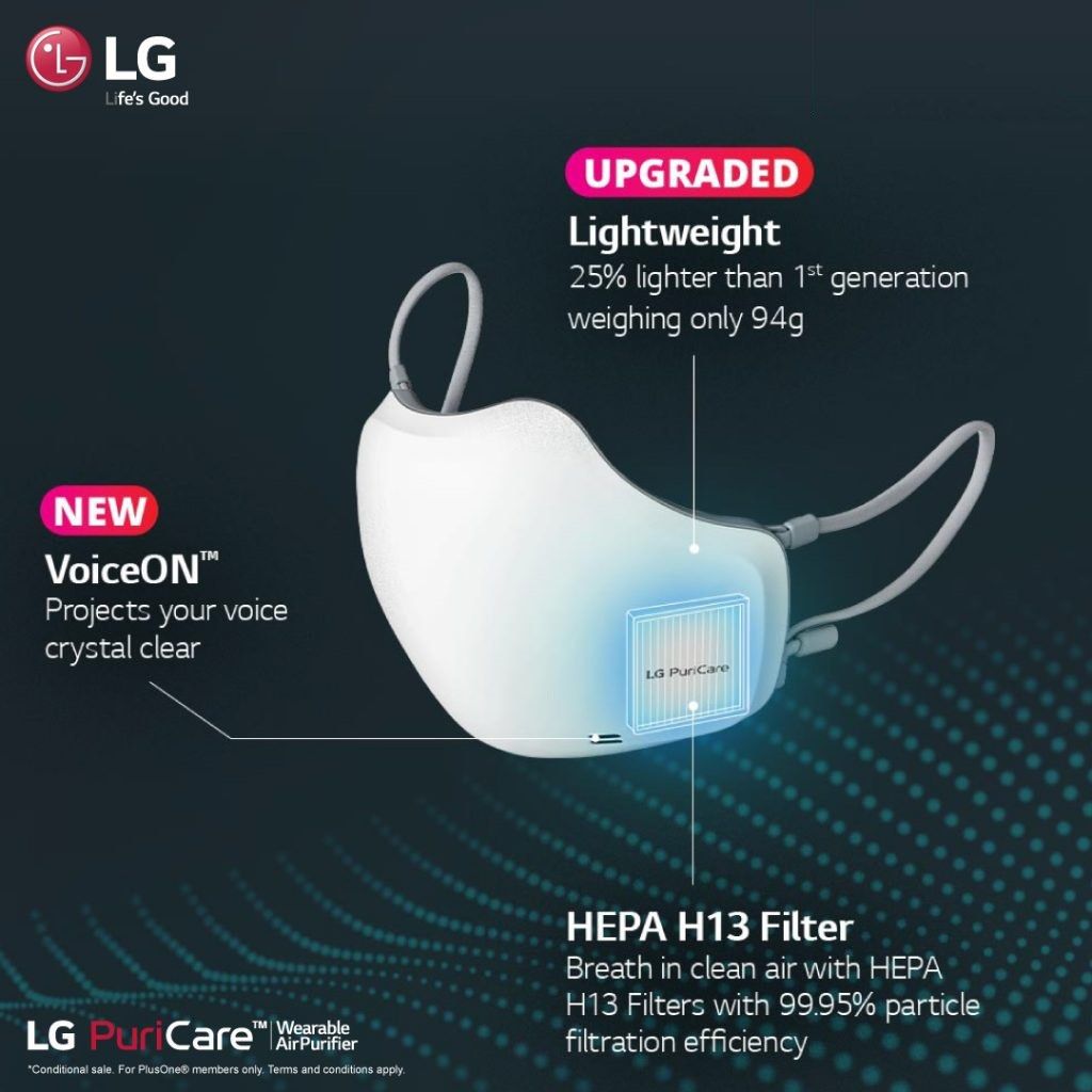 LG PURICARE WEARABLE MASK, Health & Nutrition, Face Masks & Face ...