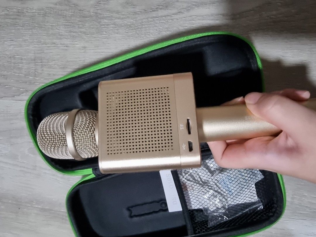 Micgeek Wireless Golden Microphone with Cable and Instruction Manual in ...