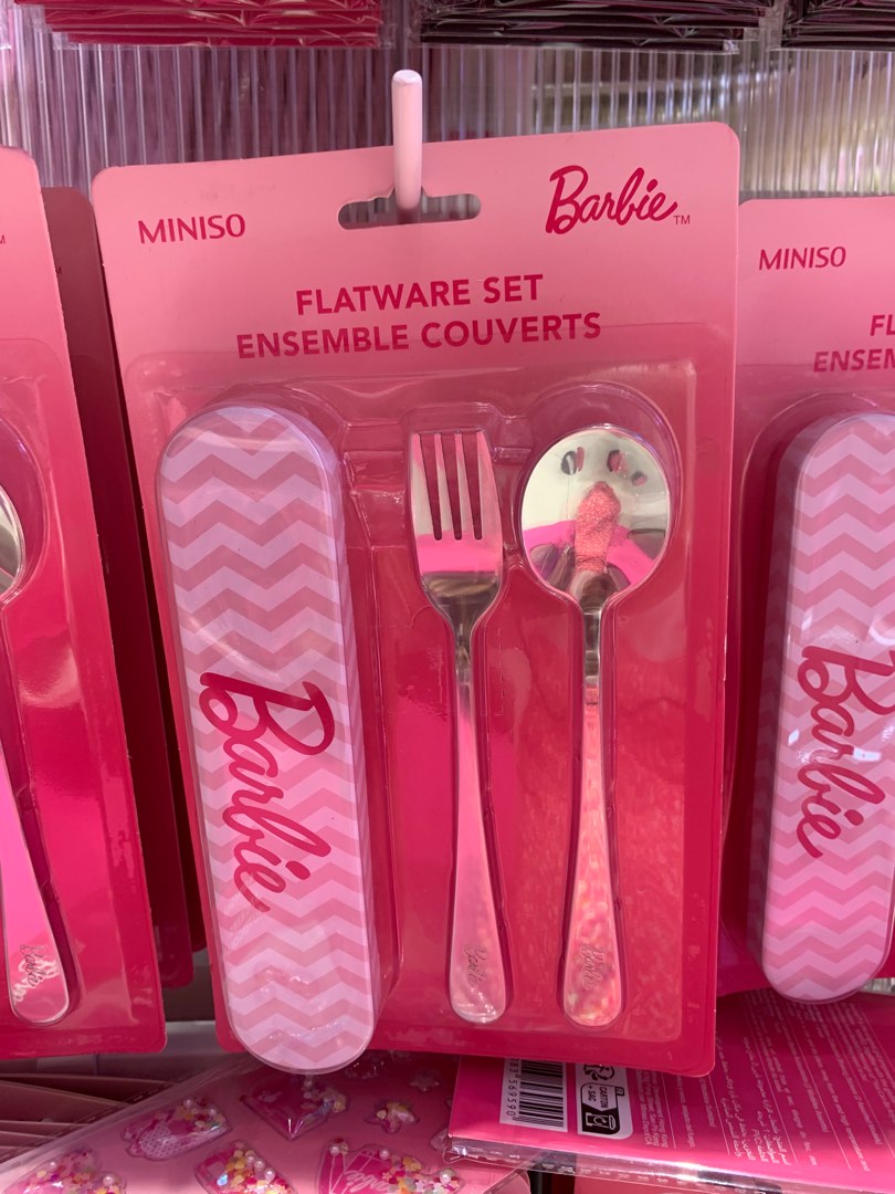 Miniso Barbie Fork Spoon Flatware Set, Furniture & Home Living ...