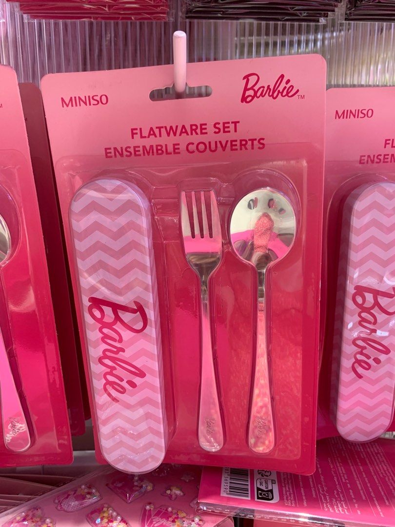 Miniso Barbie Fork Spoon Flatware Set, Furniture & Home Living ...