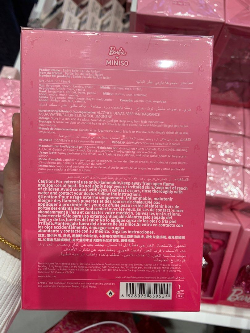Miniso Barbie Pink Perfume EDP 75ml, Beauty & Personal Care, Fragrance ...