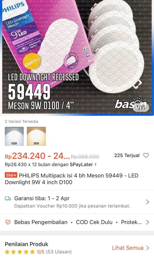 PHILIPS downlight Multipack isi 4 bh Meson 59449 - LED Downlight 9W 4 ...