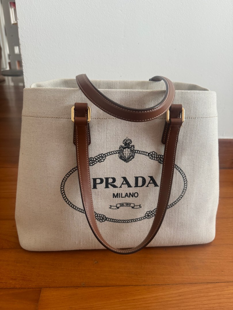 Prada canvas tote bag authentic, Luxury, Bags & Wallets on Carousell