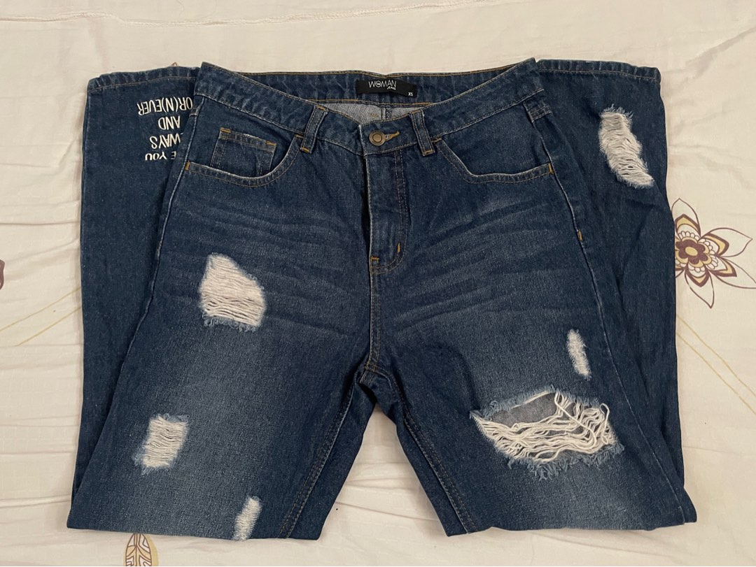 SM Woman Tattered Denim Pants, Women's Fashion, Bottoms, Jeans on Carousell