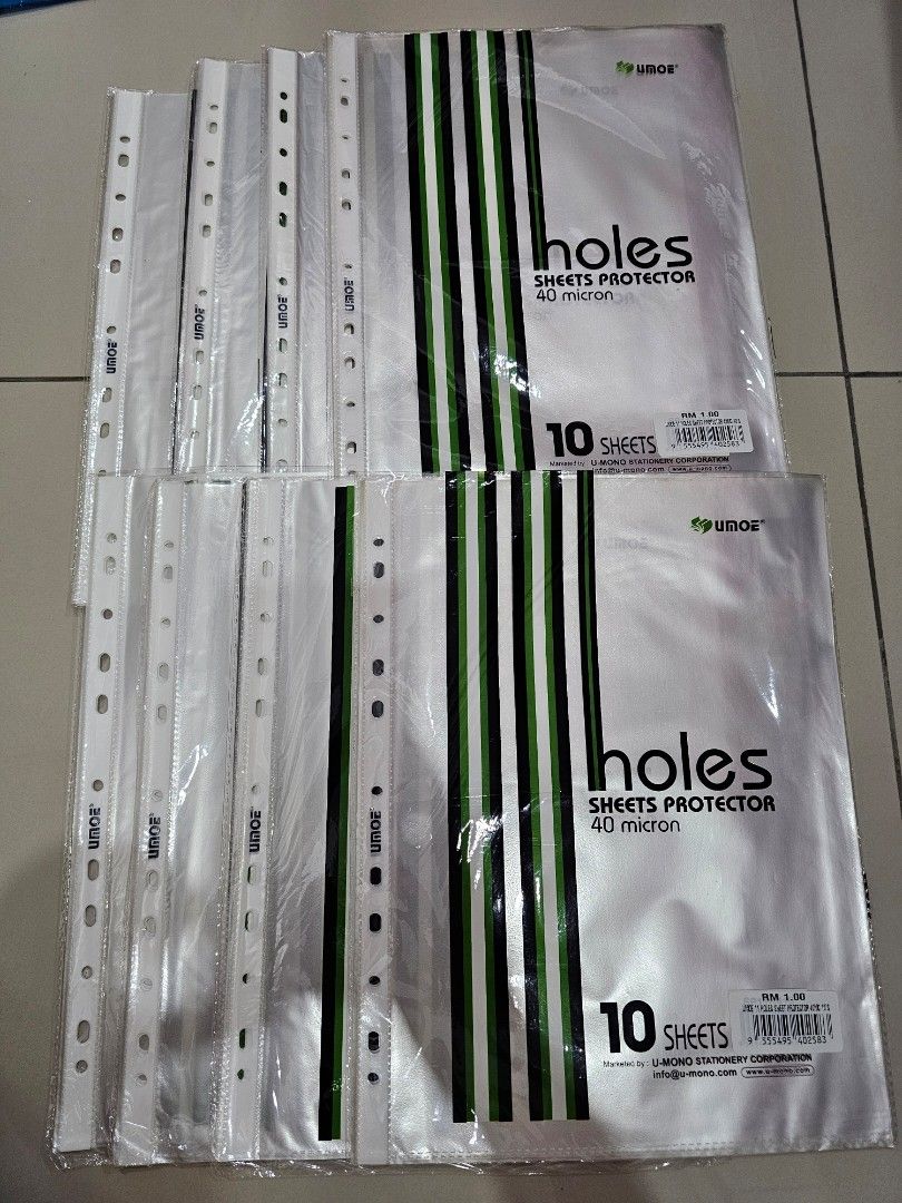Umoe 11 Holes Sheet Protector A4 (8 pack, Hobbies & Toys, Stationery ...