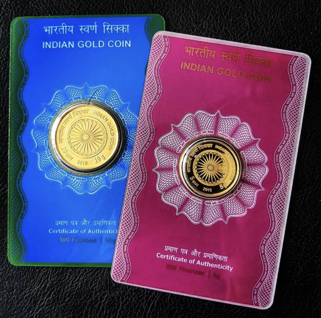 10+5 gm Gold Coin Gandhi India Asoka, Hobbies & Toys, Memorabilia ...