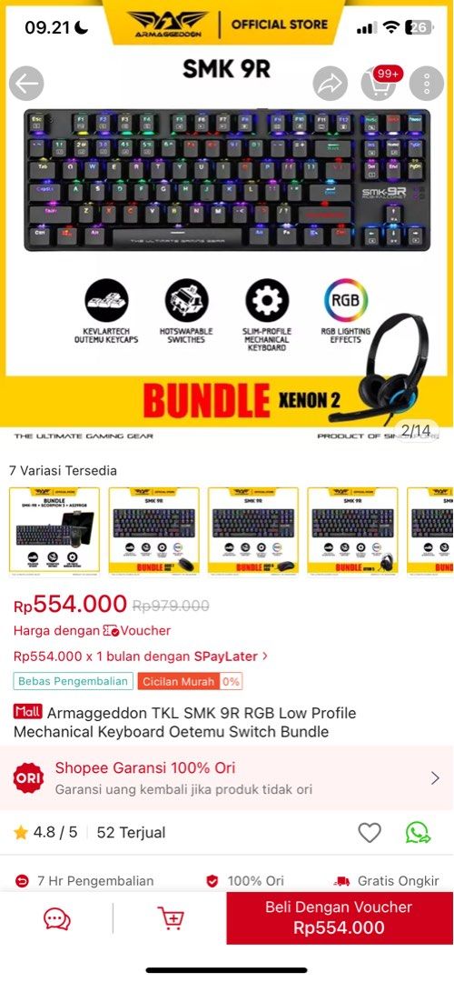 Armageddon TKL SMK 9R RGB Low Profile Oetemu Switch Blue Mechanical ...