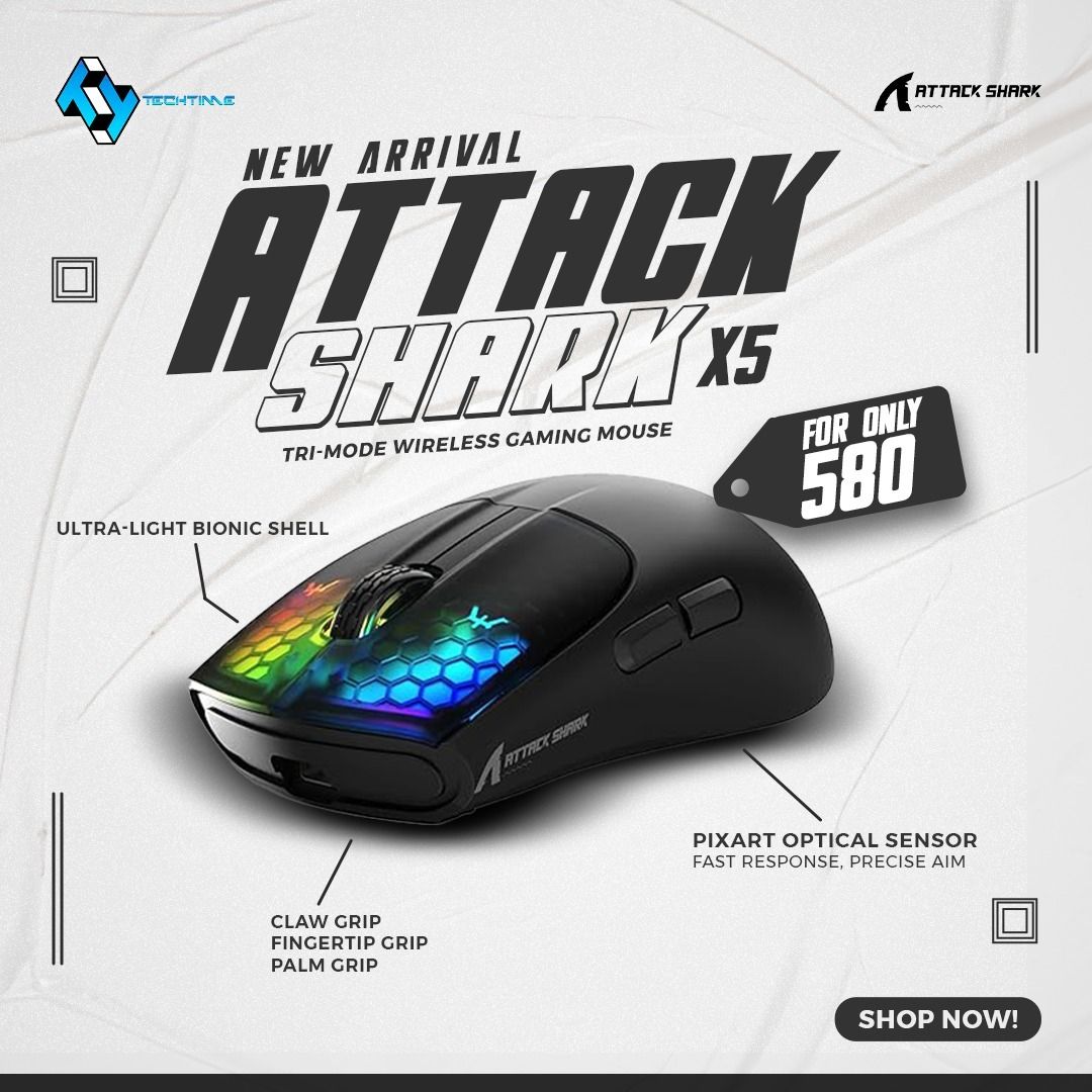 Attack Shark X5 Wireless Gaming Mouse Tri-Mode 2.4G USB-C Wired ...