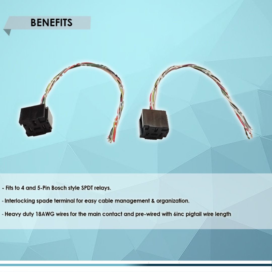 BOSCH RELAY SOCKET with WIRES 4-PIN 5-PIN 12V SPDT, BEST FOR MOTORCYCLE ...