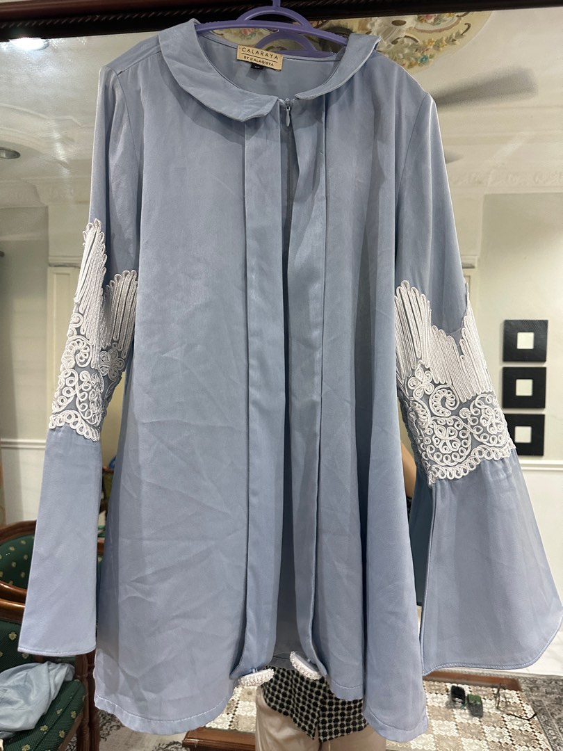 Calaqisya baju kurung set in powder blue, Women's Fashion, Muslimah ...