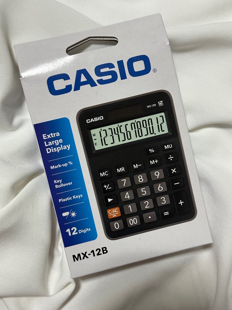 Casio MX-12 Desk Calculator - 12-Digit Display With Solar Battery ...