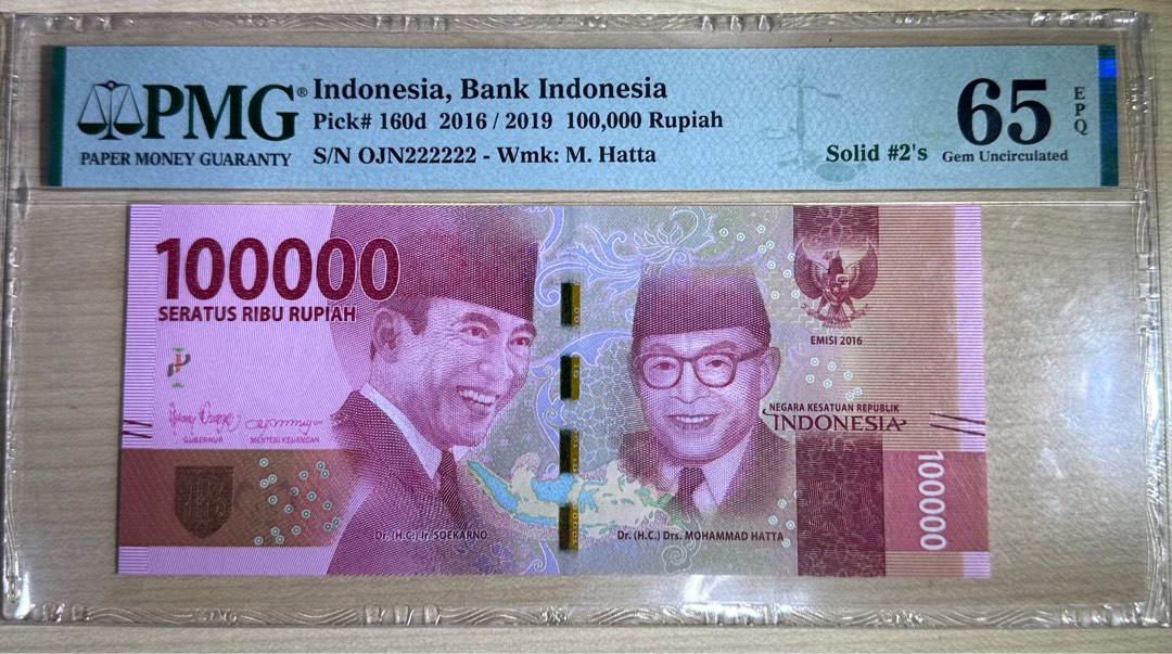 Indonesia Seratus Ribu Rupiah Solid 2 (PMG65), Hobbies & Toys, Collectibles & Memorabilia ...