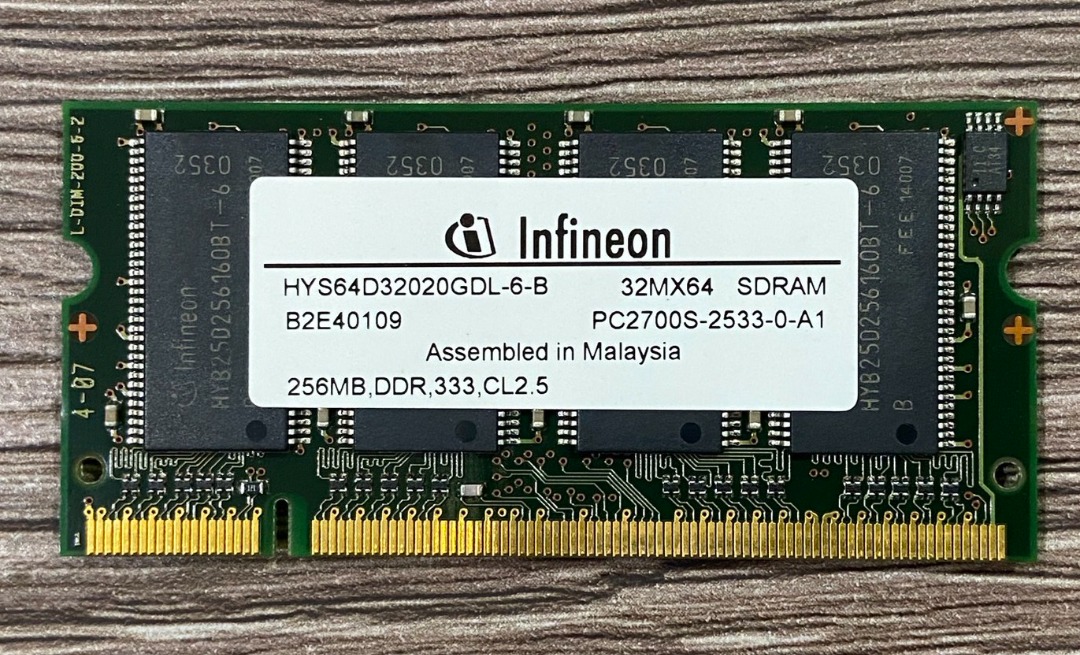 infineon 256MB PC2700 DDR-333記憶體 HYS64D32020GDL-6-B 筆電 NoteBook 筆記型電腦專用 ...