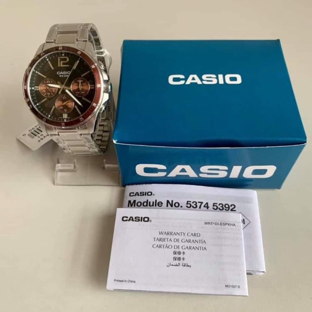 ORIGINAL Casio MTP-1374D-5AVDF Silver Stainless Watch for Men, Men's ...