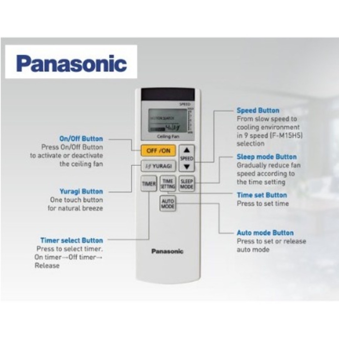 Panasonic 100% Original Ceiling Fan Remote Control Panasonic F-M15H5 ...