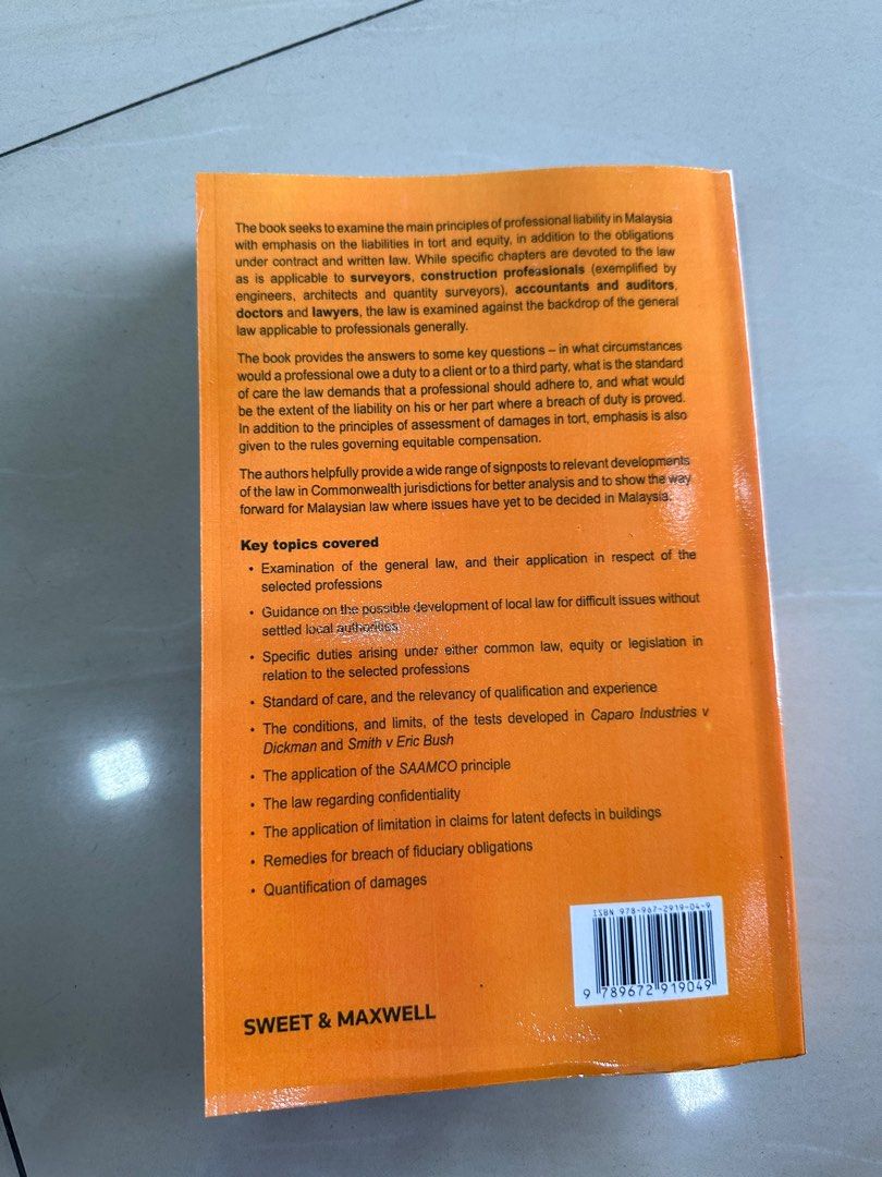 Principle of professional liability in Malaysia by wan azlan, Hobbies ...