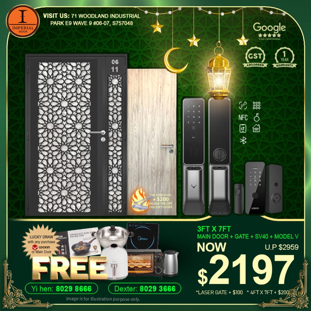 PROMO HDB Main door and Digital Lock, Bto Door Offer, Hari Raya Door ...