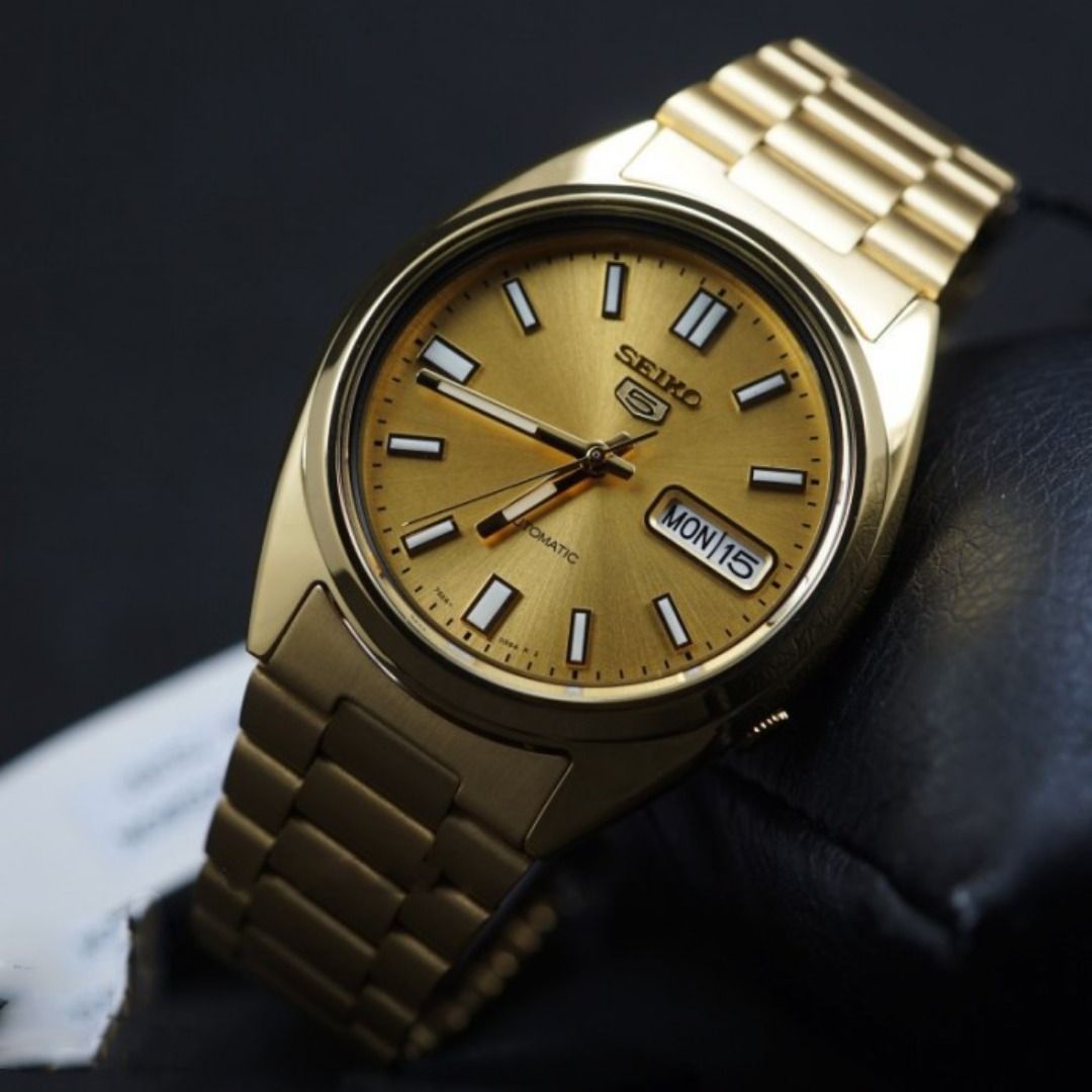 Seiko 5 Classic Datejust Gold Stainless Steel Automatic Watch SNXS80 ...
