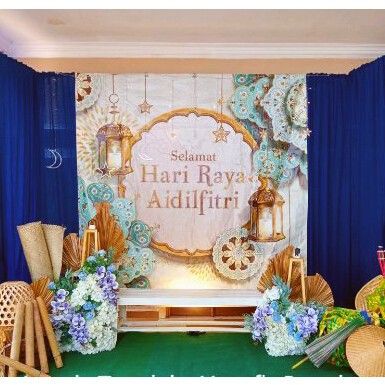 Sewa backdrop Hari raya rumah terbuka cooperate events, Hobbies & Toys ...