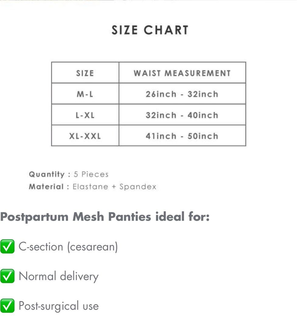 Shapee postpartum mesh panty, Babies & Kids, Maternity Care on Carousell
